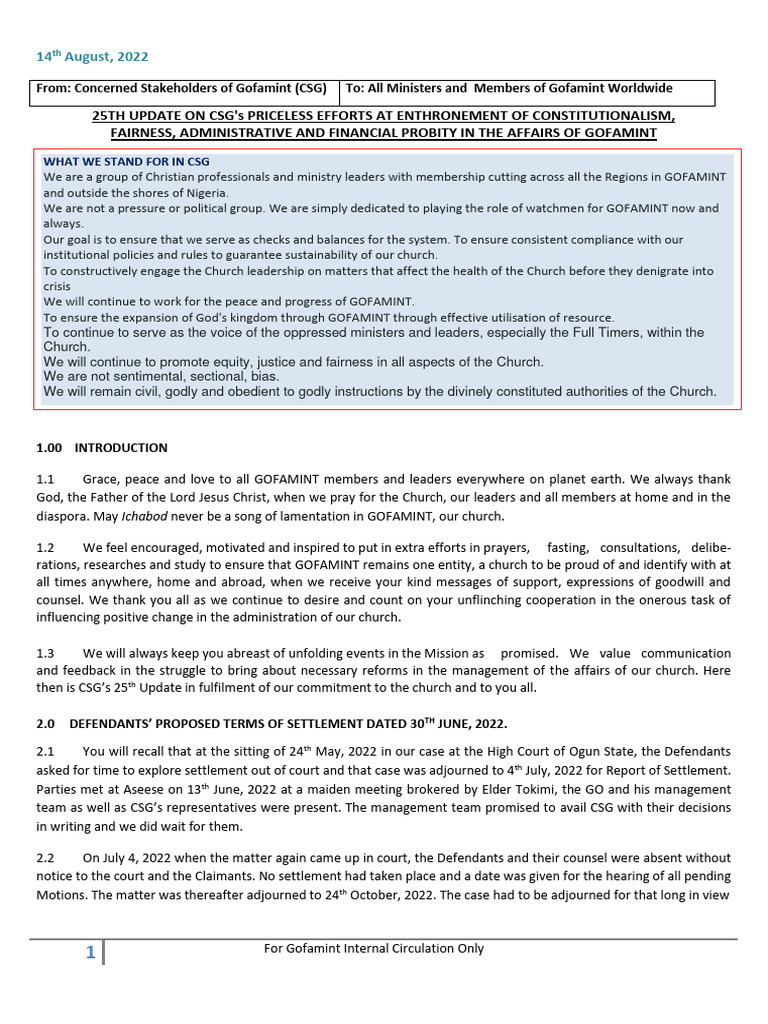 25th CSG Update | PDF