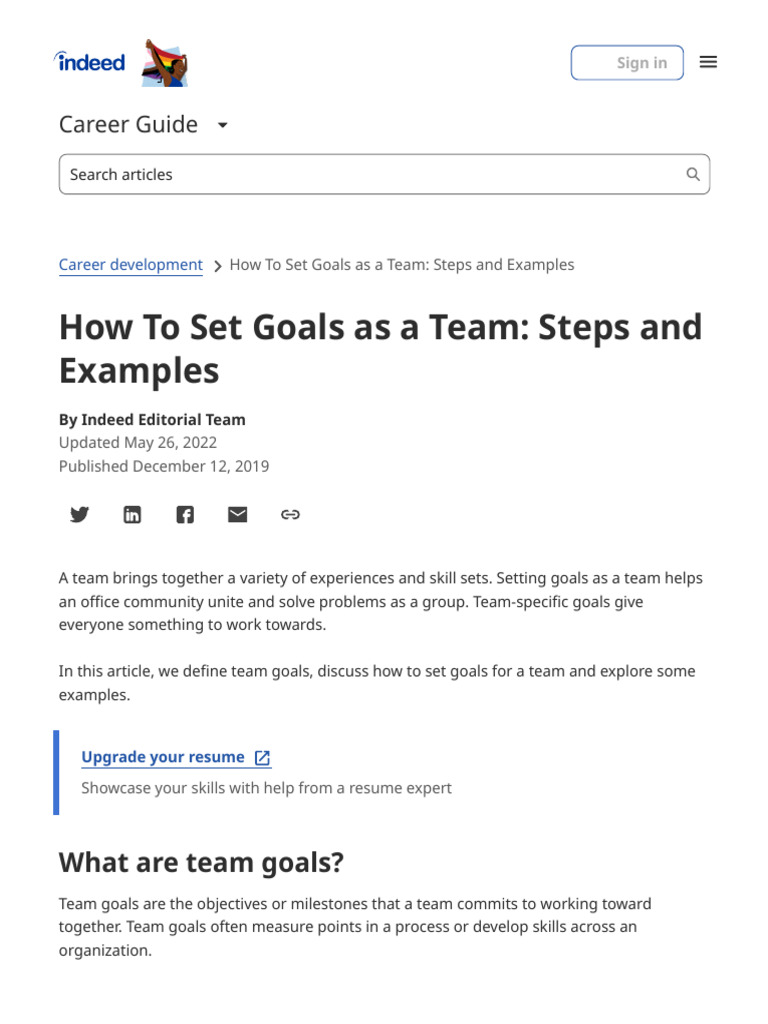 How To Set Goals As A Team - Steps and Examples | PDF | Goal | Goal Setting