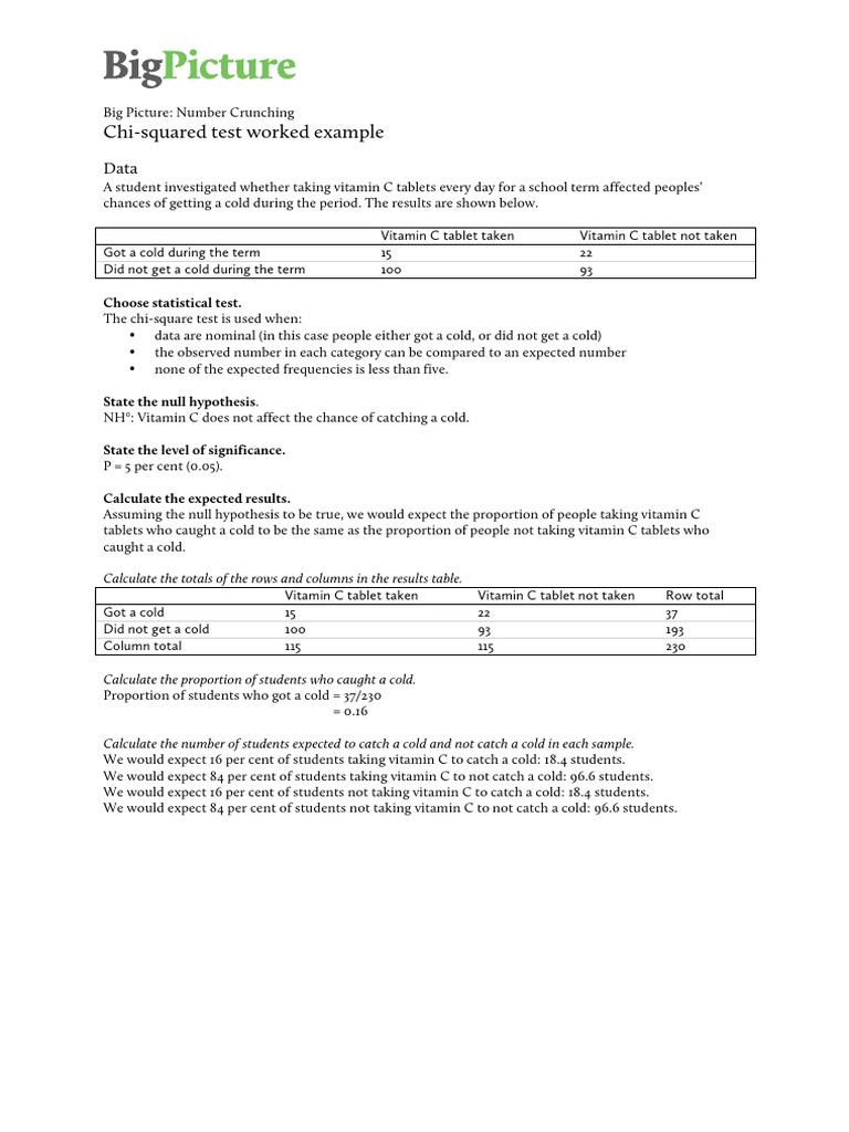 Lesson Plans - Chi-Squared Test Worked Example | PDF | Chi Squared Test ...