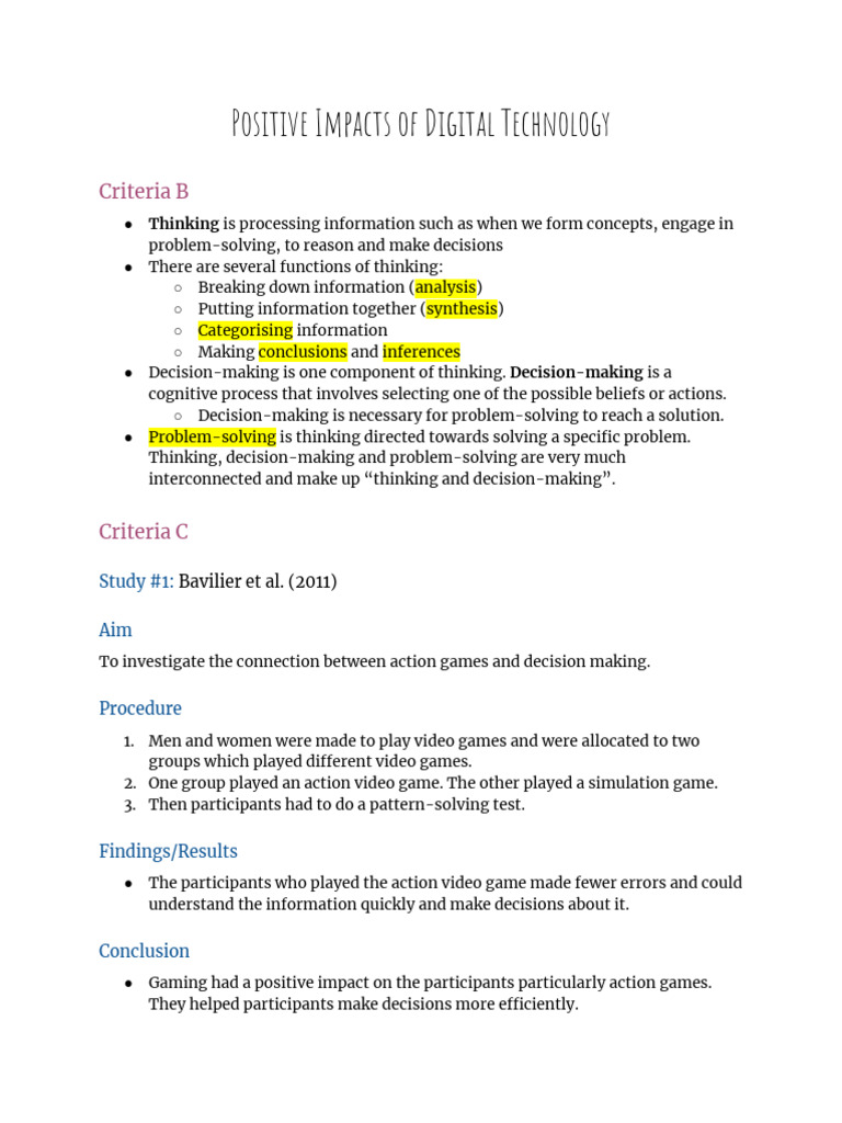 Positive Effects of Digital Technology | PDF | Decision Making ...