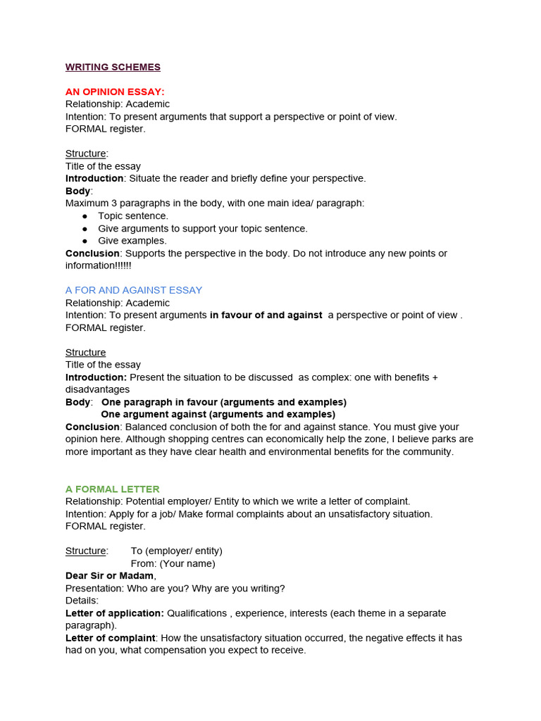 Writing Schemes | PDF | Essays | Plot (Narrative)