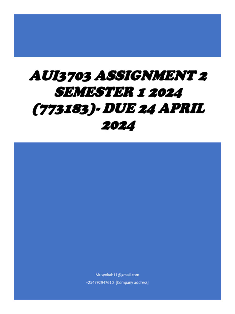 AUI3703 Assignment 2 Semester 1 2024F2 | PDF | Internal Audit | Audit