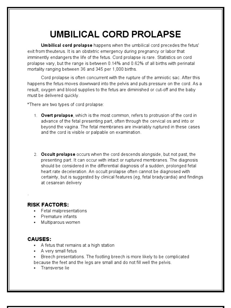 Umbilical Cord Prolapse | PDF | Fetus | Obstetrics