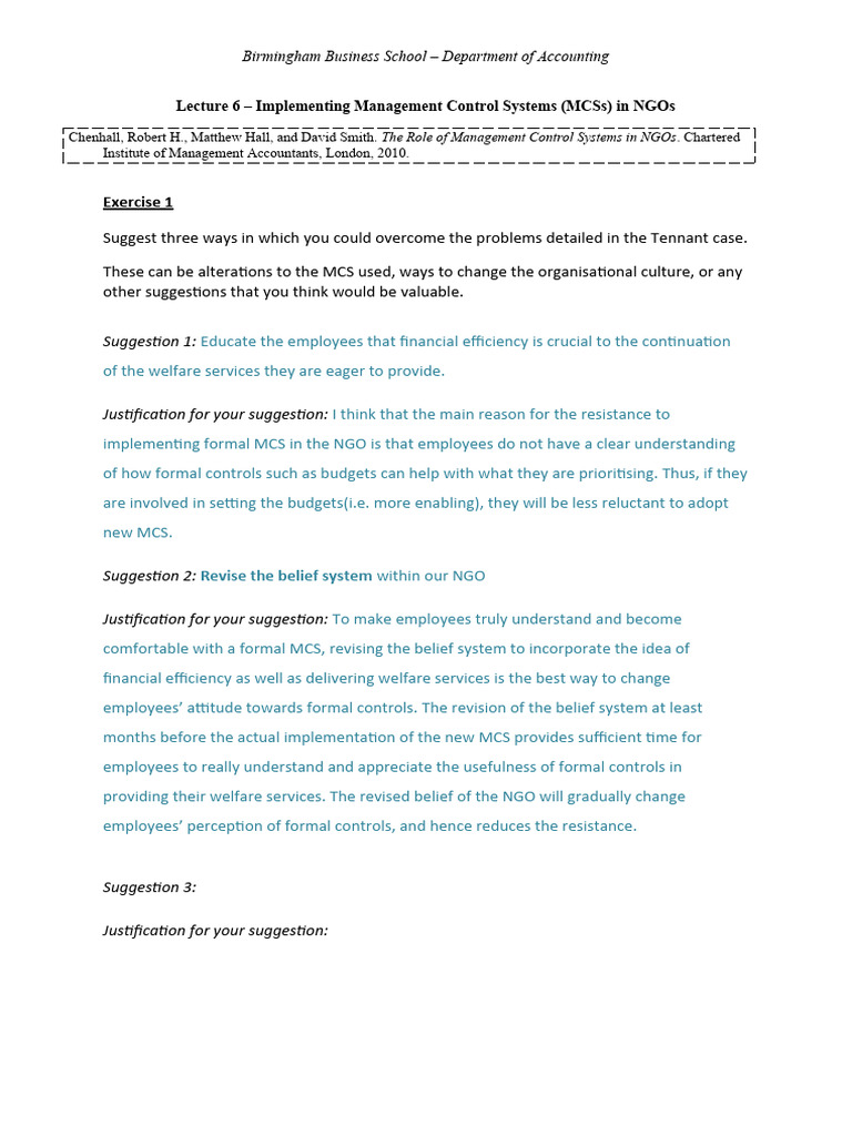 Lecture 6 Handout - Chenhall Et Al (2010 - CIMA) - MCS in NGOs | PDF ...