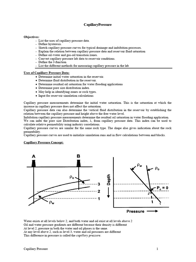 Capillary Pressure | PDF | Petroleum Reservoir | Pressure