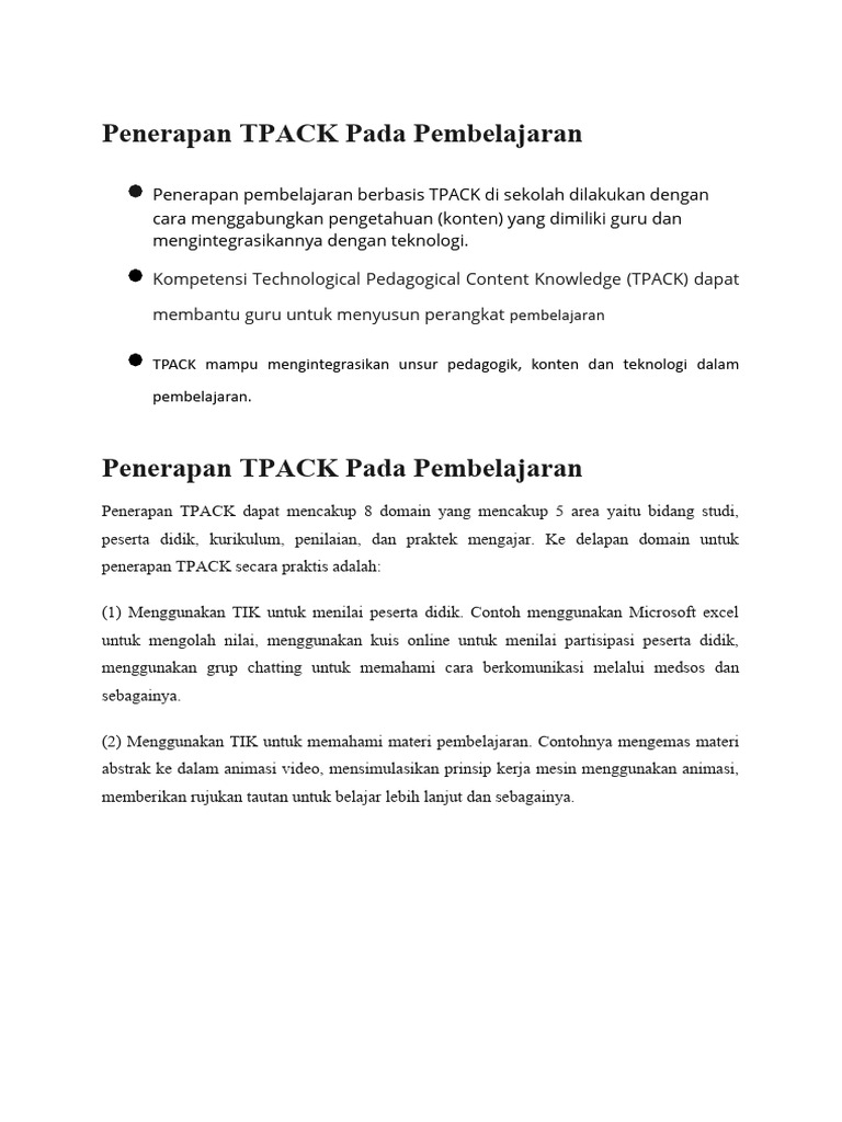 Penerapan TPACK Pada Pembelajaran | PDF | Komputer