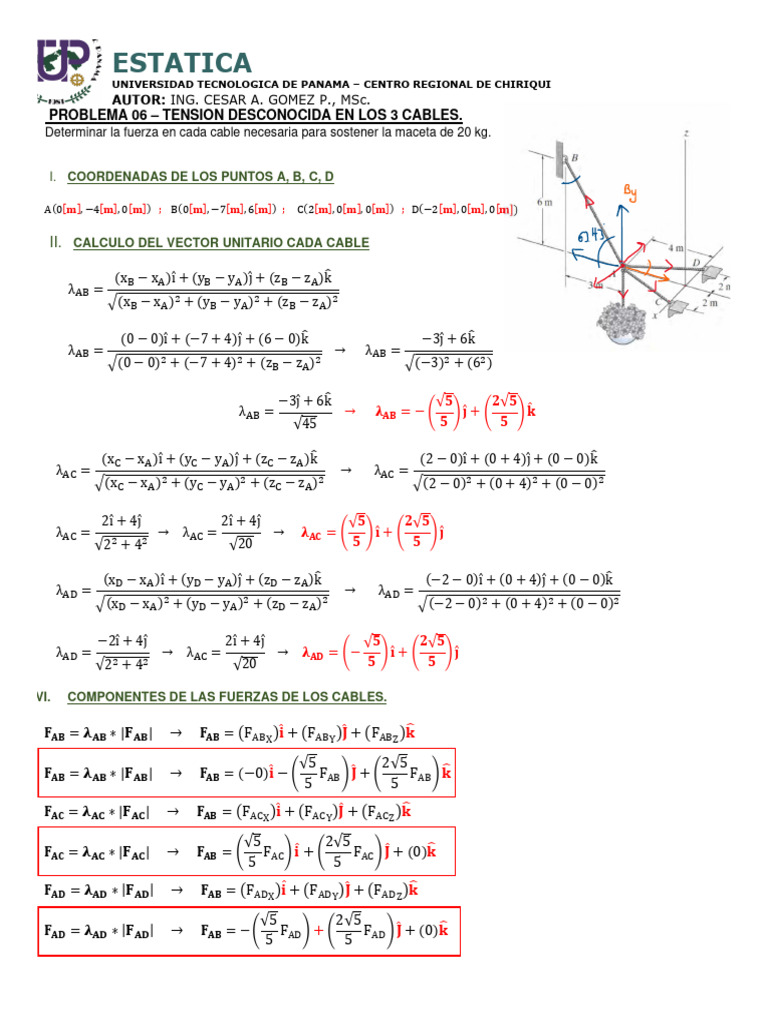 Tensión en Cables y Equilibrio Estático | PDF