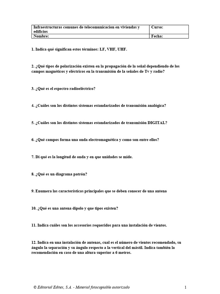 Ejercicios | PDF | Antena (Radio) | Polarización (ondas)