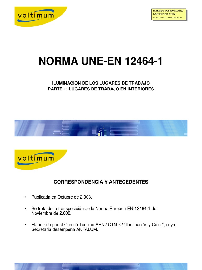 Fernando Garrido EPYME Norma UNE 12464 1 | PDF | Color | Encendiendo