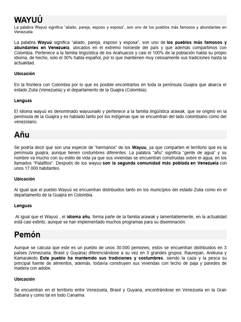 WAYUÚ | PDF | Venezuela | Pueblos Indígenas de las Américas