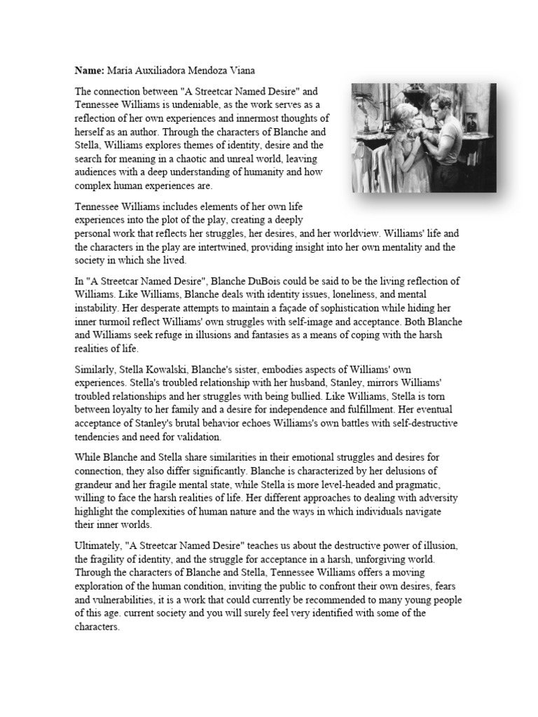 Tennessee Williams' "Streetcar": Identity & Desire | PDF | Psychology ...