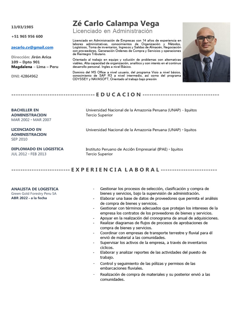 Adminstrador de Obra - Calampa Vega Ze Carlo | PDF | Logística ... Adminstrador de Obra - Calampa Vega Ze Carlo | PDF | Logística ...