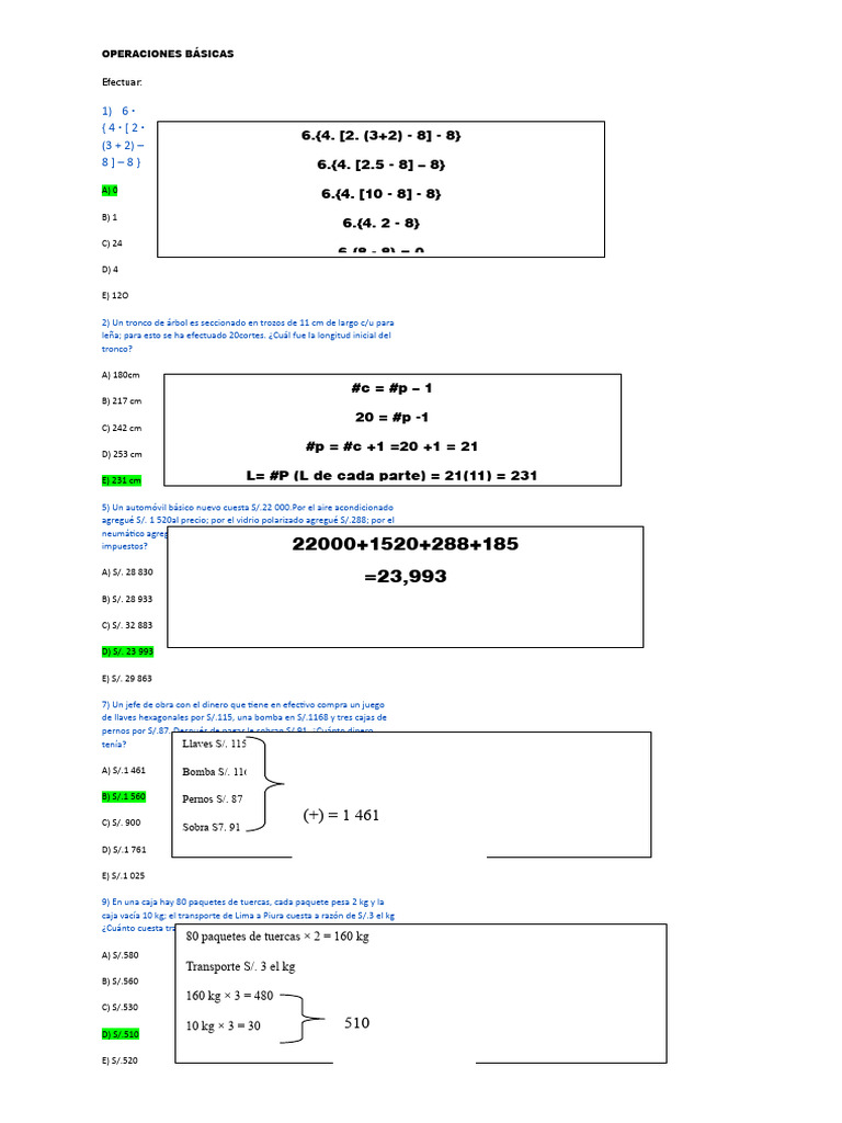 Documento Ejecicios Matematicas | PDF