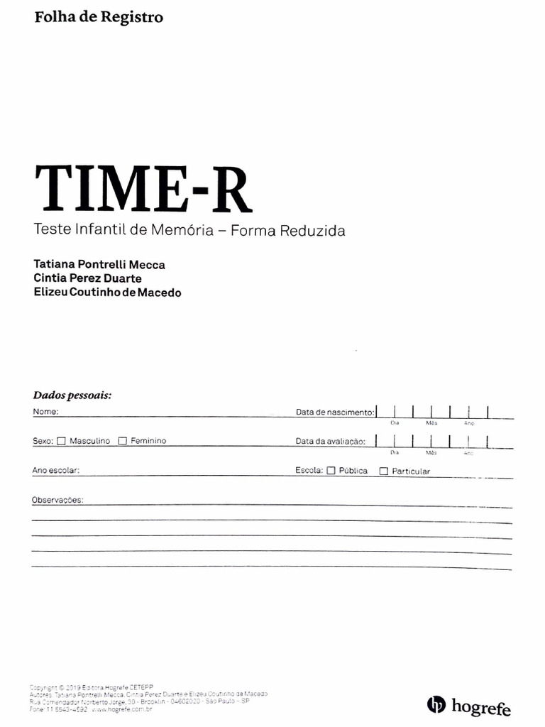 TIME - Folha de Registro | PDF