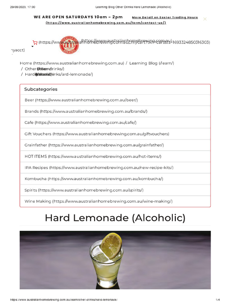 Learning Blog Other Drinks Hard Lemonade (Alcoholic) 13 | PDF