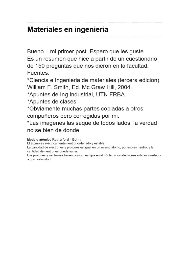 Materiales en Ingenieria | PDF | Enlace químico | Física Aplicada e Interdisciplinaria