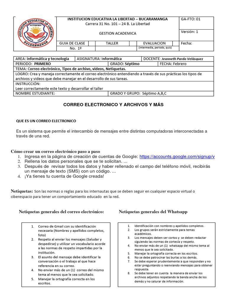 Manejo de Archivos y Mas Guia Primer Periodo4 | Descargar gratis PDF | Zip (formato de archivo ...