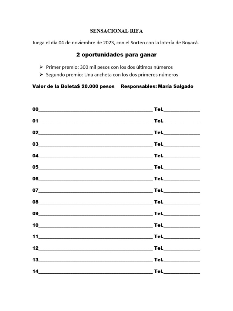 Sensacional Rifa 1 | PDF | Juegos de azar