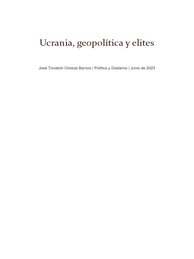 Ucrania Elites Geopolitica | PDF | Rusia | Política mundial