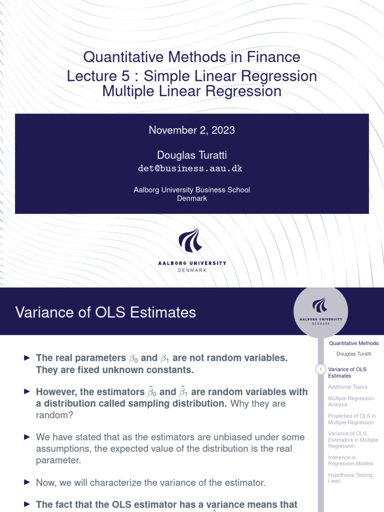 Lecture 5 | PDF | Ordinary Least Squares | Linear Regression