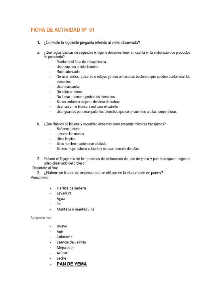 Actividad #01 Iris Alburqueque | PDF | Panes | Mantequilla