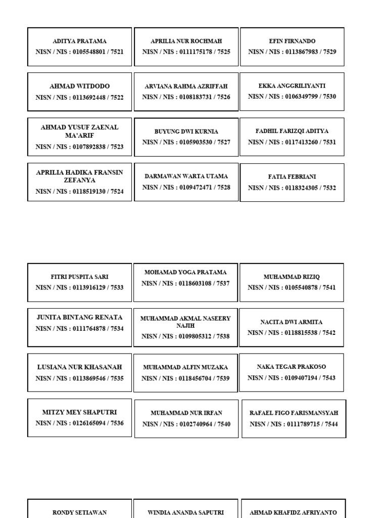 Label Nama Rapot 7D.. | PDF