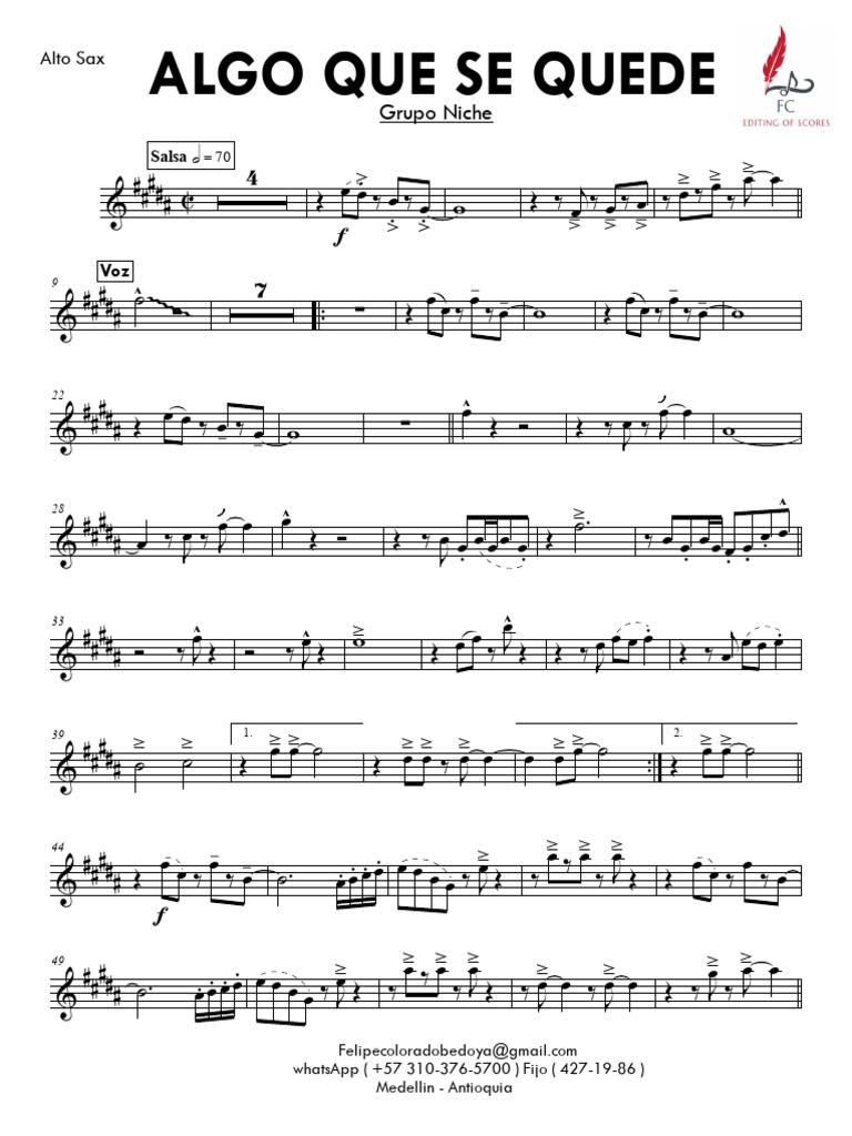 Algo Que Se Quede Cuerda Americana Editing of Scores - Saxofon Alto | PDF