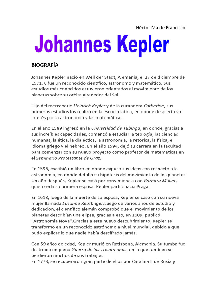 Kepler | PDF | Johannes Kepler | Astronomía