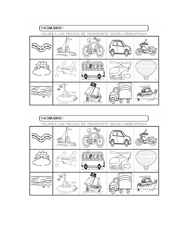 Colorea Los Medios de Transporte Segun Corresponda | PDF
