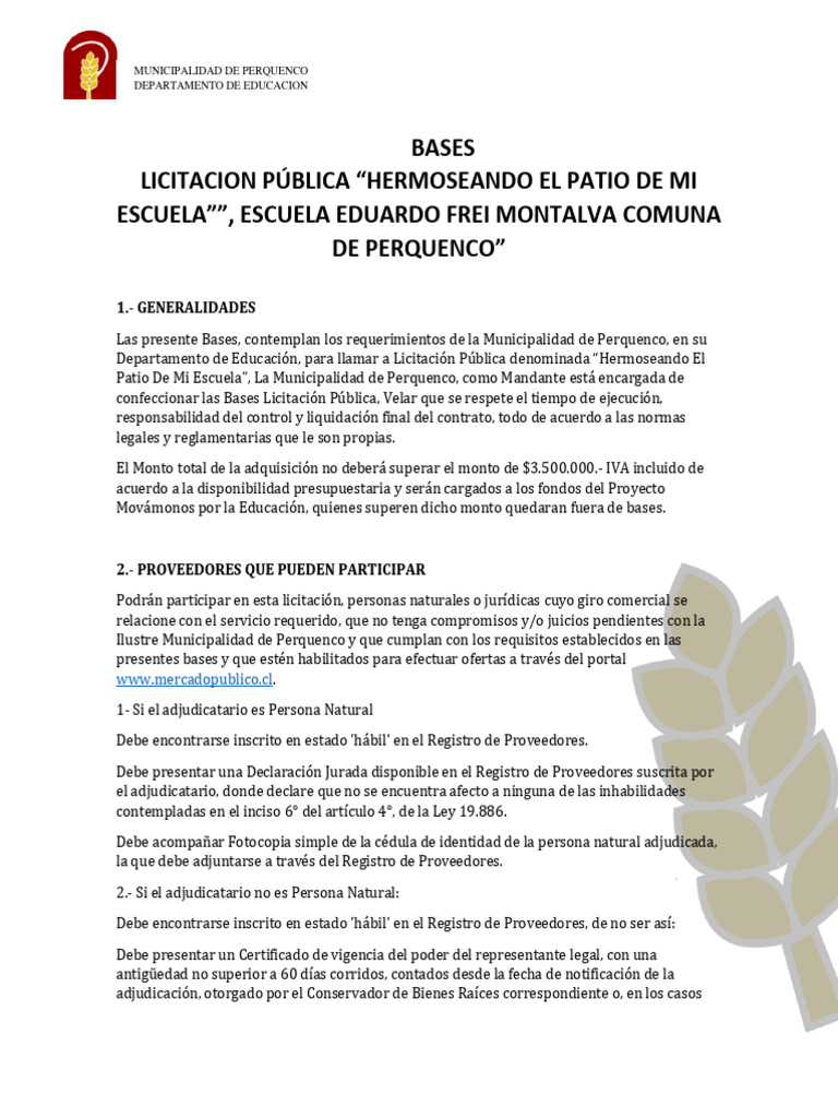 Licitación: Hermosear Patio Escolar | PDF | Multa (pena) | Justicia