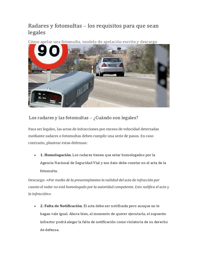 Requisitos Legales de Radares y Fotomultas | PDF | Radar | Debido al ...