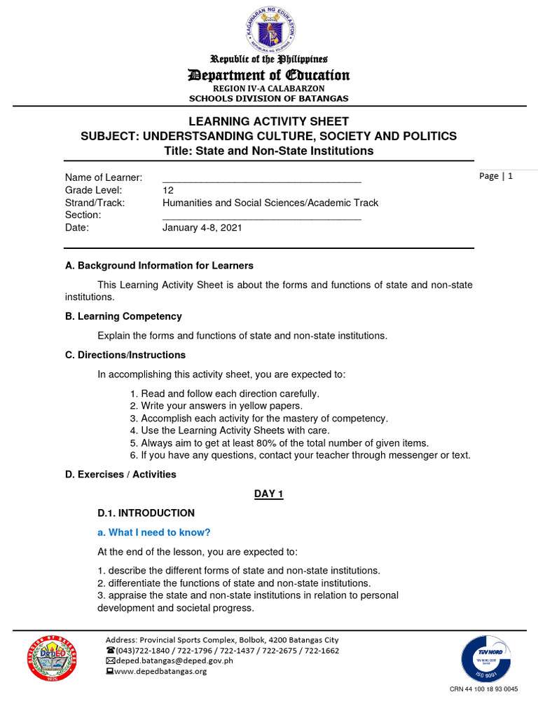 UCSP LAS Week 2nd Quarter Week 1 | PDF | Banks | Cooperative