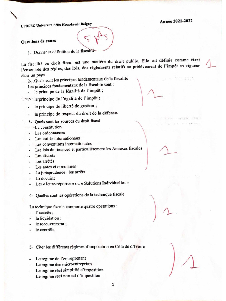 Correction Fiscalité 2022 L3 | PDF