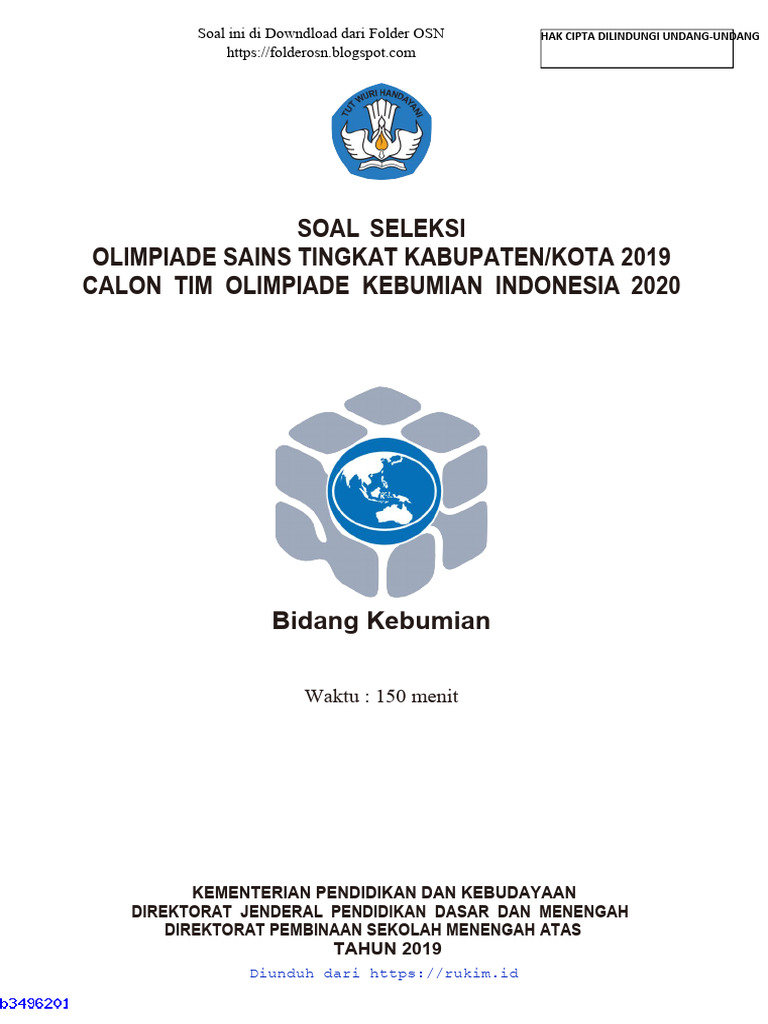 Soal Olimpiade Kebumian 2019 | PDF