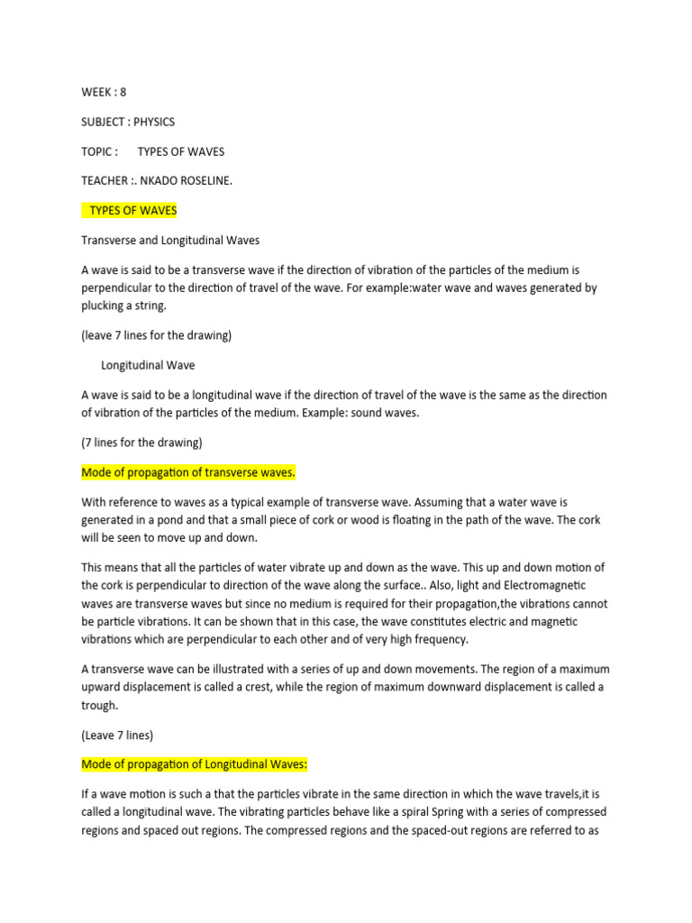 Types of Waves | PDF | Waves | Electrodynamics