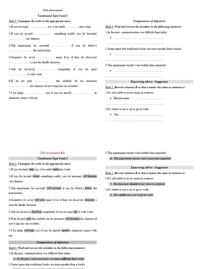 13.unit Assessment (1) Backto Nature | PDF | Linguistic Typology | Syntax