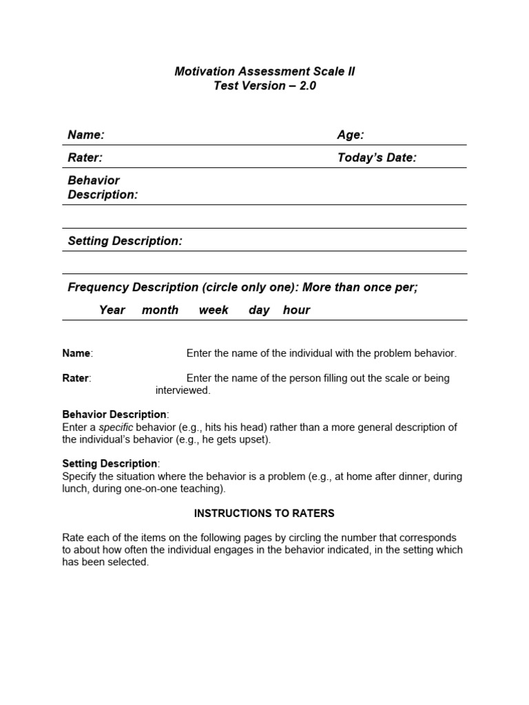 Motivation Assessment Scale II | PDF | Behavior | Motivation
