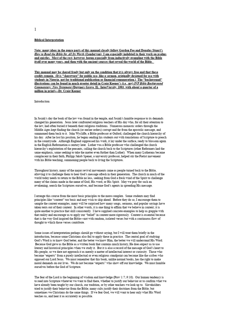 Craig Keener The-Bible-in-Its-Context 2 | PDF | Bible | Chapters And ...