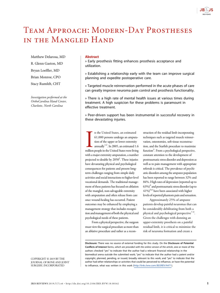 Team Approach - Modern-Day Prostheses in The Mangled Hand | Download ...