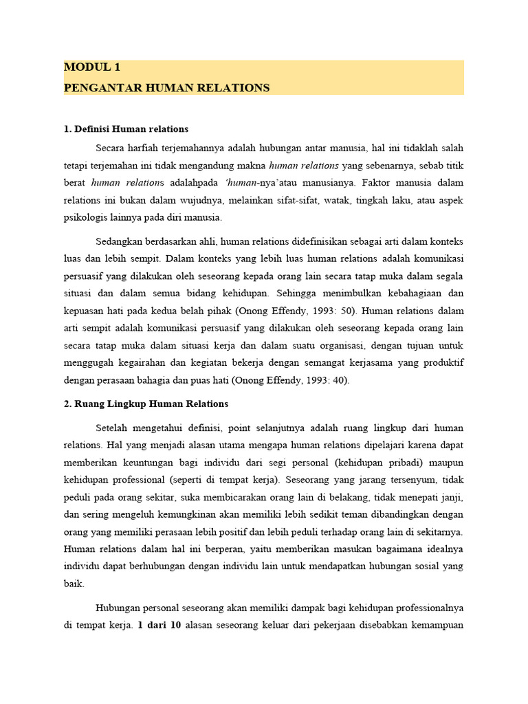 MODUL 1-Pengantar Human Relations | PDF