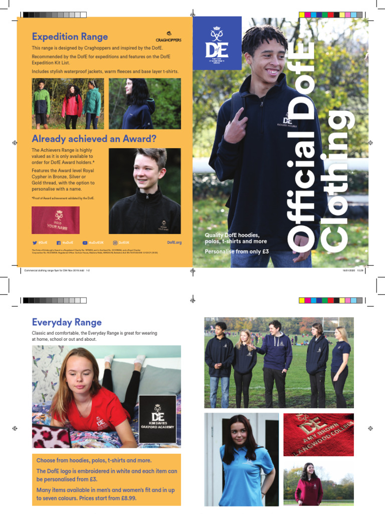 DofE Commercial Clothing Range Flyer | PDF | Fashion | Clothing