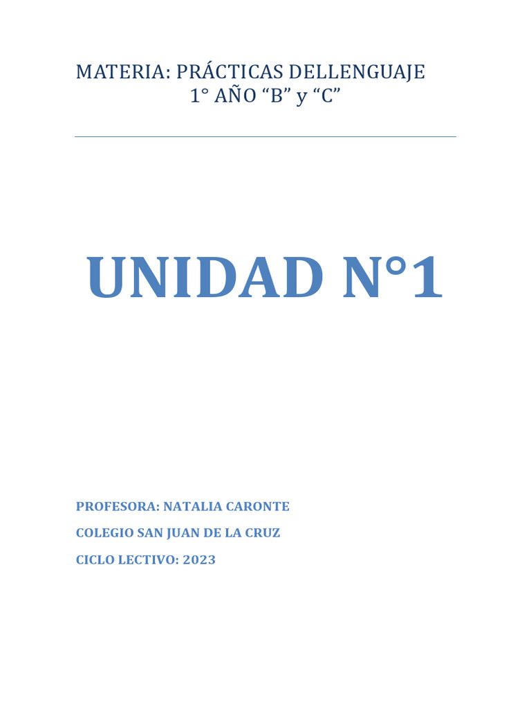 Cuadernillo Unidad N°1 | PDF | Adjetivo | Adverbio