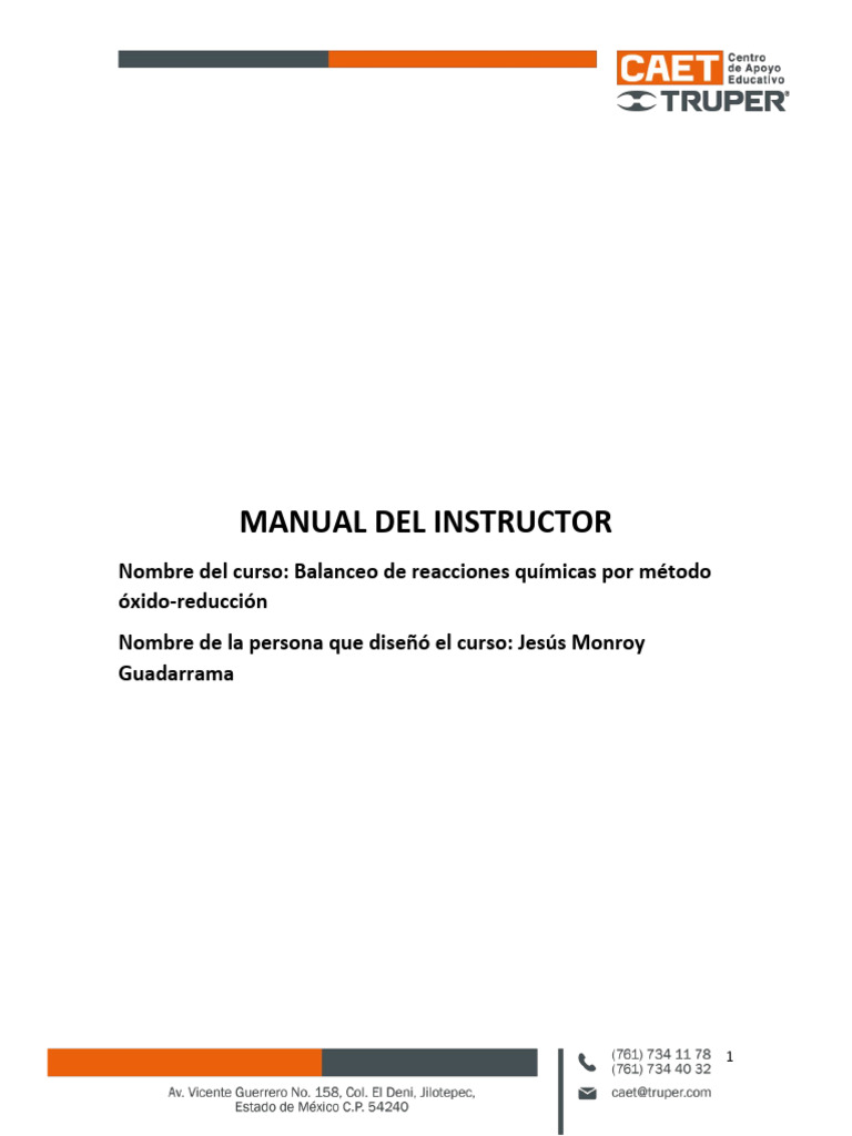 Manual Del Instructor (Editable) Jesús Monroy Guadarrama | PDF | Redox ...