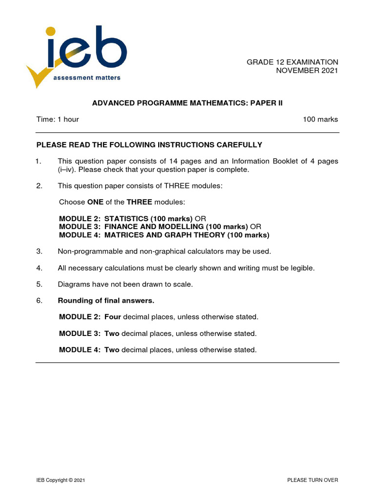 Advanced Programme Maths P2 2021 | PDF | Statistical Significance ...