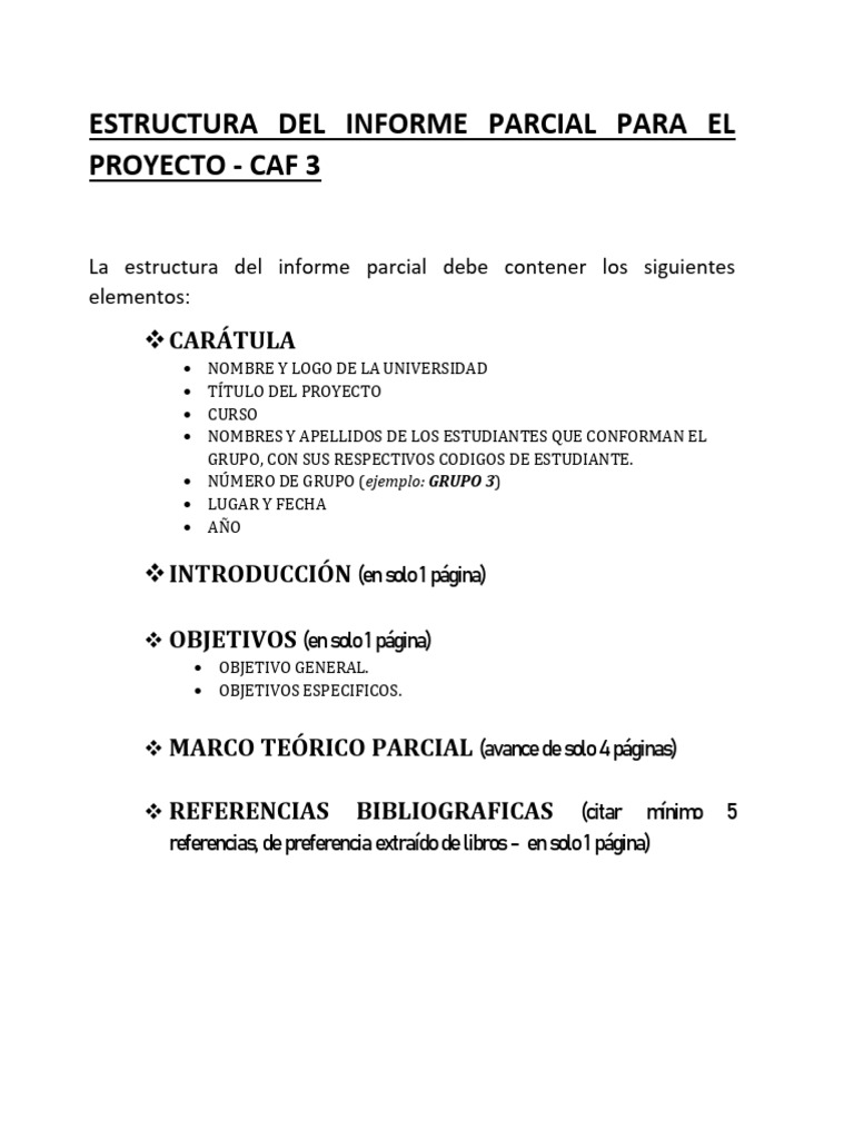 Guía para Informe Parcial CAF 3 | PDF | Bibliografía