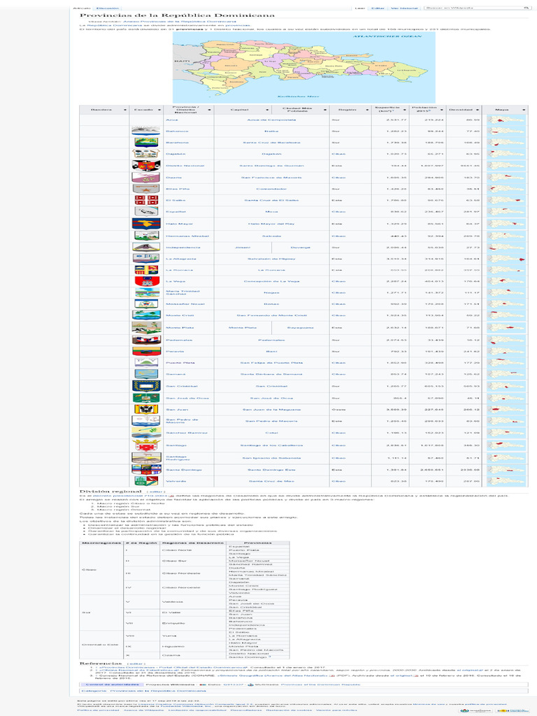 Provincias de La República Dominicana Wikipedia | PDF