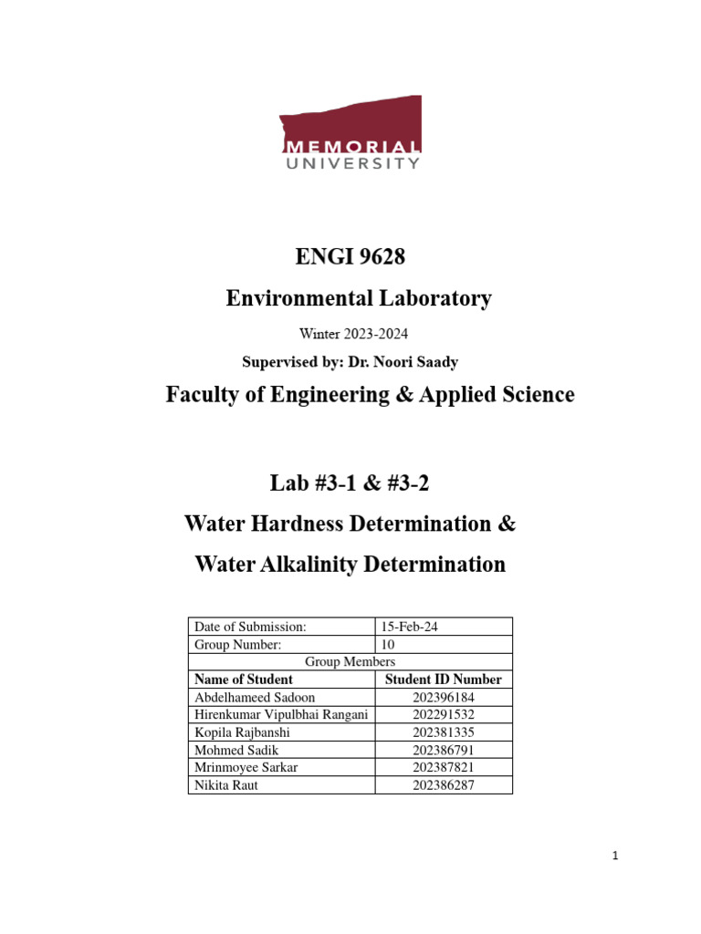 Lab 3 Water Hardness & Alkalinity Determination | PDF | Alkalinity ...