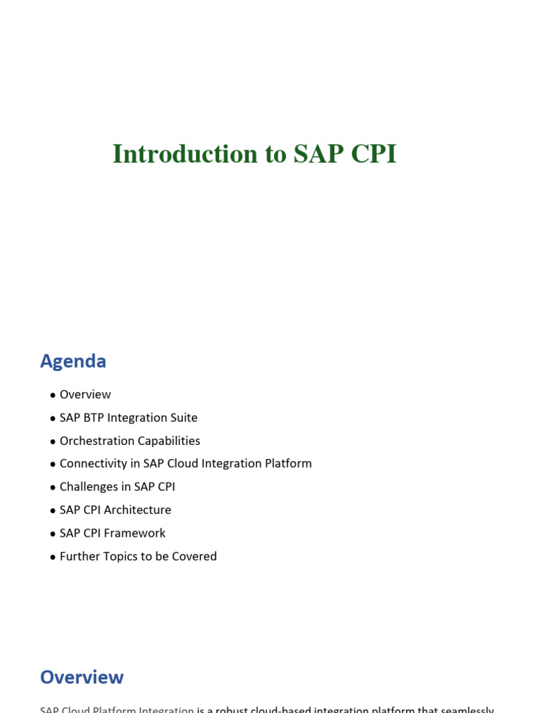Introduction To SAP CPI 1708473586 | PDF | Cloud Computing | Software