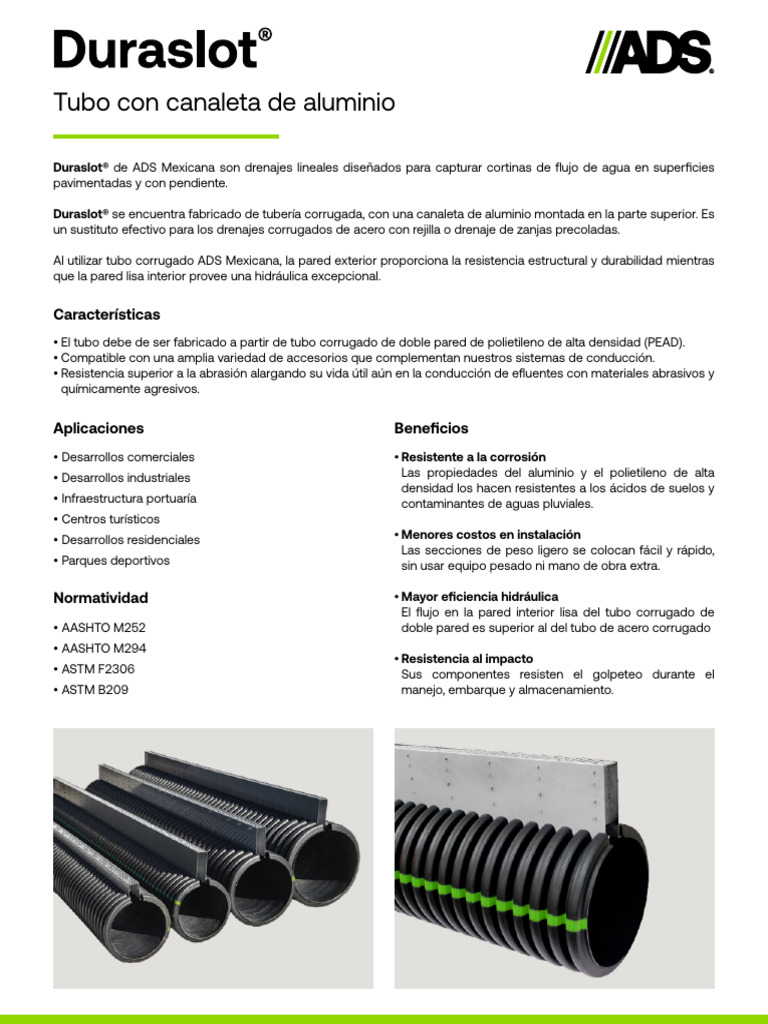 Duraslot | PDF | Tubería (transporte de fluidos) | Aluminio