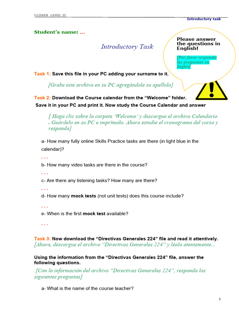 Introductory Task 1 Level 2 | PDF
